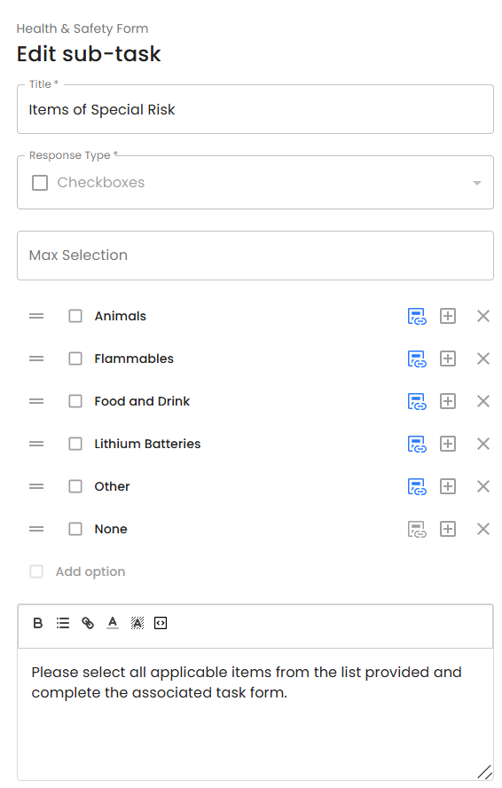 Tasks - Response Types