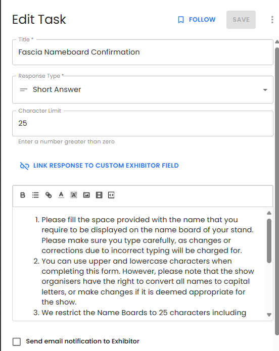 Tasks - Response Types